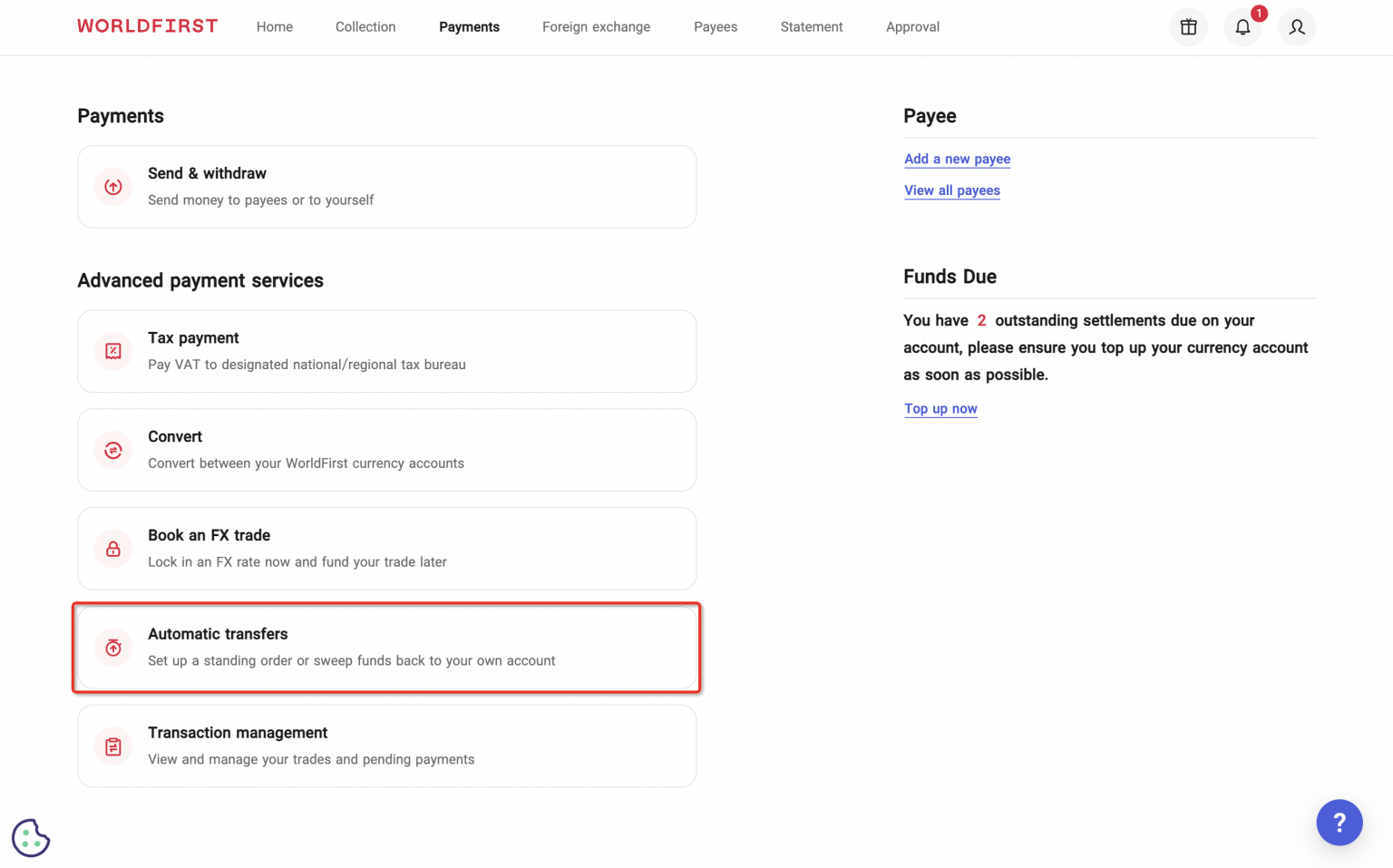 How to set up automatic transfers for recurring payments