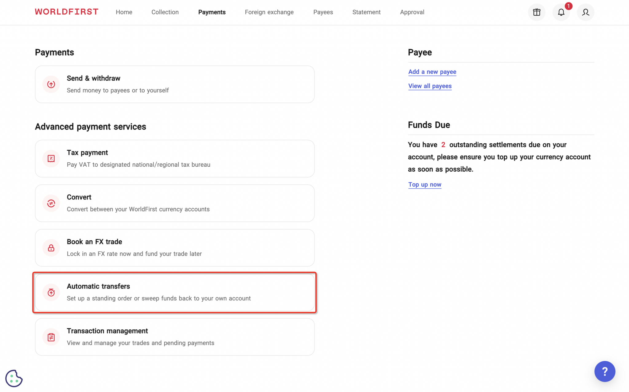 How to set up automatic transfers for recurring payments